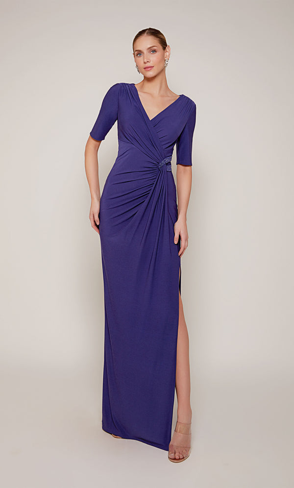 Formal Dress: 27682. Long, V-neck, Straight, Closed Back | Alyce Paris